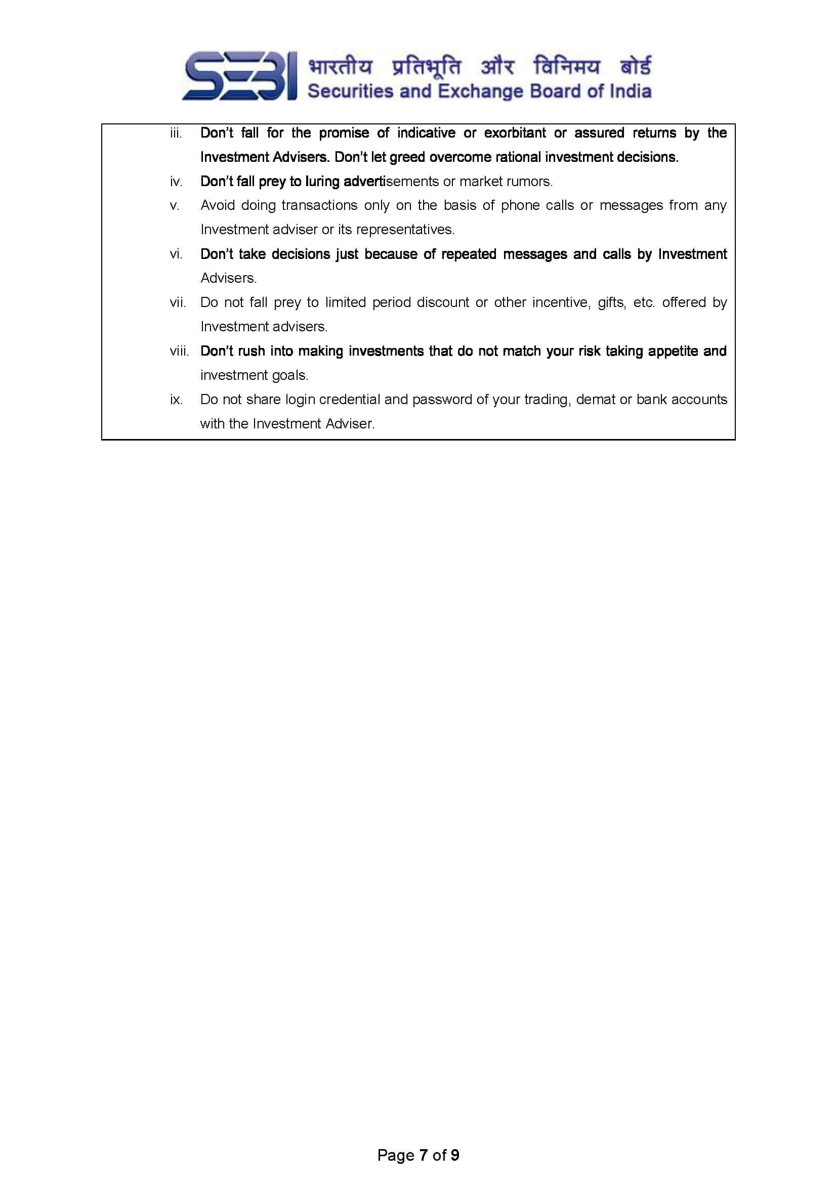 SEBI Disclosures | Samasthiti Advisors